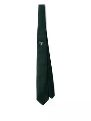 Prada Triangle Logo Neck Tie Green