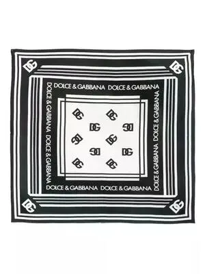 Dolce & Gabbana Logo-pattern Silk Scarf - Black