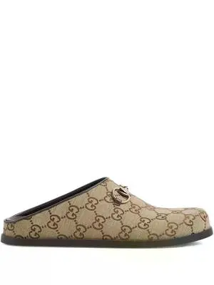 Gucci Gg Monogram Horsebit Flat Mules