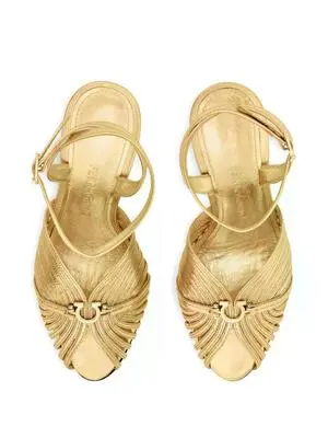 FERRAGAMO 95mm Gancini Logo-embellished Sandals - Gold