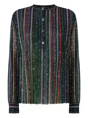Missoni Sequin-striped Knit Blouse - Black