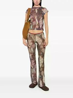 SIEDRES Floral-pattern Flared Trousers