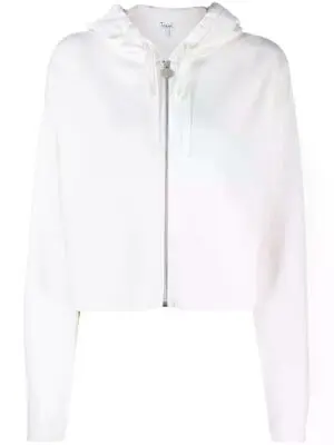 Loewe Cropped Zip-up Hoodie - White