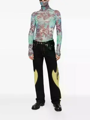 KUSIKOHC Leather-paneled Logo Jeans