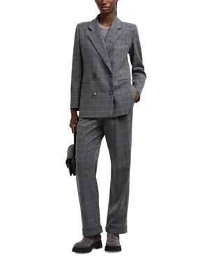 Emporio Armani Icon Checkered Flannel Wool Blend Blazer
