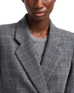 Emporio Armani Icon Checkered Flannel Wool Blend Blazer