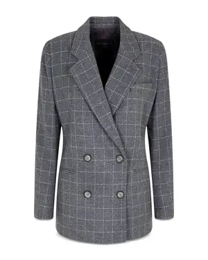 Emporio Armani Icon Checkered Flannel Wool Blend Blazer