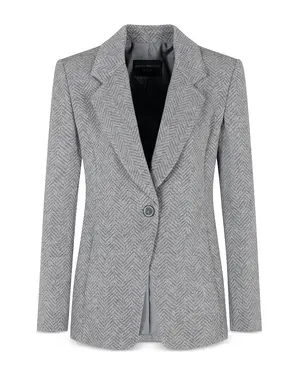 Emporio Armani Viscose And Wool Blend Chevron Blazer