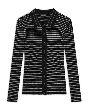 Emporio Armani Ribbed And Striped Cardigan Sweater