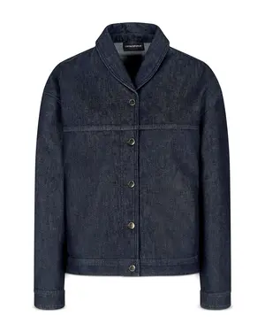 Emporio Armani Dark Denim Rolled-collar Jacket
