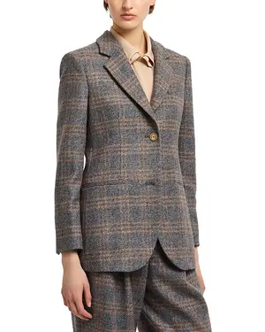 Emporio Armani Icon Checkered Wool Blazer - Solid Light
