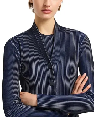Emporio Armani Bicolor Ribbed Striped Cardigan Sweater