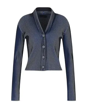 Emporio Armani Bicolor Ribbed Striped Cardigan Sweater