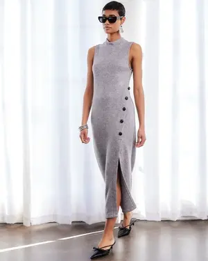 Fifteen Twenty Lauren Button Detail Midi Dress