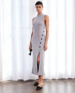 Fifteen Twenty Lauren Button Detail Midi Dress