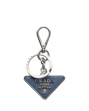 Prada Saffiano Leather And Metal Keychain - Blue