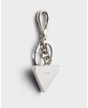 Prada Saffiano Leather And Metal Keychain - Blue