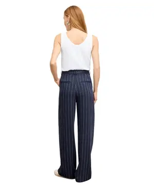 M.M.LAFLEUR Fitz Pleated Pinstripe Trousers