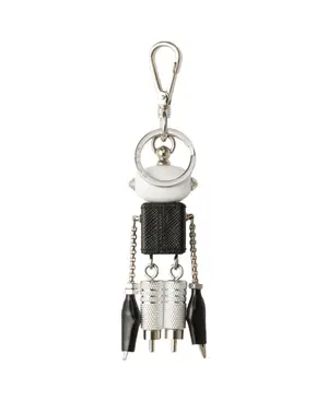Prada Robot Saffiano Leather Bag Charm - Steel/black