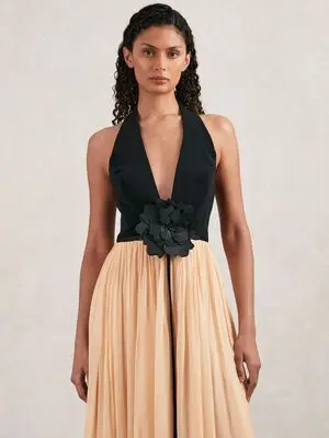 Halston Crepe And Chiffon Kinslee Maxi Gown