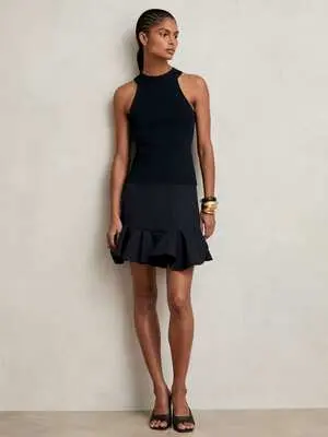 REISS Ruffle-hem Mini Skirt - Navy