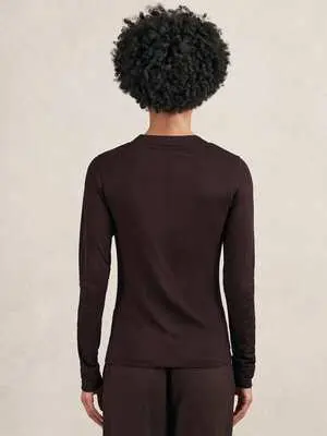REISS Brady Jersey V-neck Top - Plum