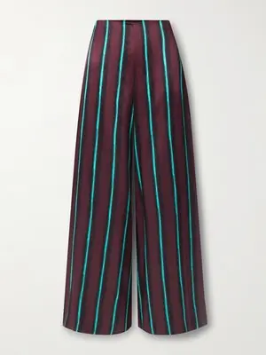 ROKSANDA Arneau Striped Silk-satin Wide-leg Pants