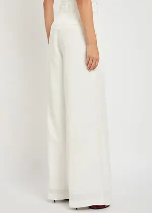 ANINE BING Lou Pleated Satin Trousers - Ivory