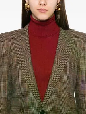 Saint Laurent Checked Single-breasted Blazer - Brown