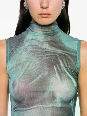 JEAN PAUL GAULTIER Graphic-print High-neck Tank Top