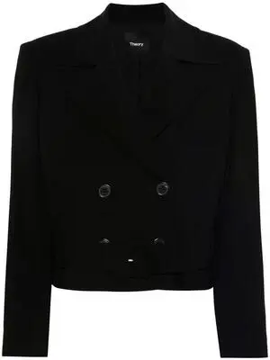 Theory Double-breasted Cropped Jacket - Black