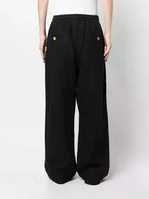 Commas Mid-rise Wide-leg Linen Trousers - Black