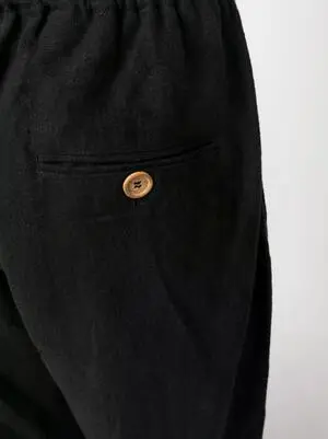 Commas Mid-rise Wide-leg Linen Trousers - Black
