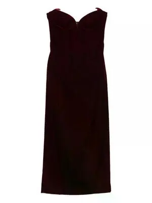 MUGLER Strapless Velvet Midi Dress - Red
