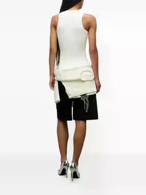 AREA Crystal-embellished Ribbed Tank Top - White