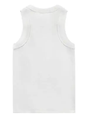 AREA Crystal-embellished Ribbed Tank Top - White