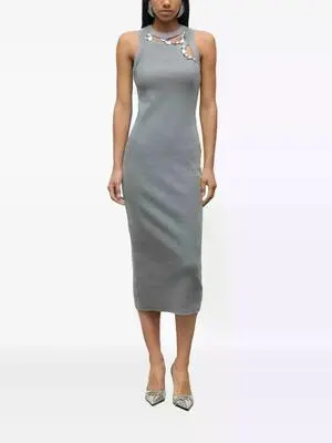 AREA Crystal-embellished Ribbed Midi Dress - Grey