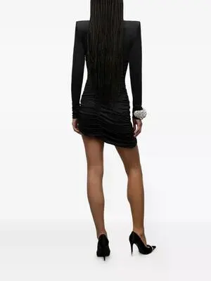 AREA Crystal-embellished Draped Mini Dress