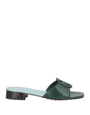 Tory Burch Calfskin Slide Sandals - Green
