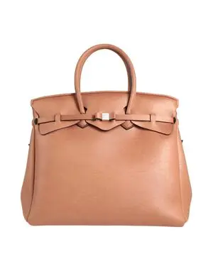 Save My Bag Solid Tote With Logo - Brown