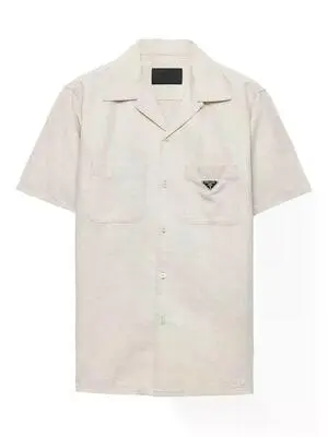 Prada Enamel Triangle-logo Shirt - Neutrals