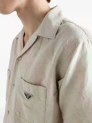 Prada Enamel Triangle-logo Shirt - Neutrals
