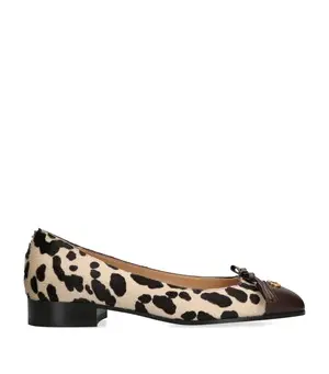 Valentino Garavani Calf Hair Leopard Ballet Flats - Brown