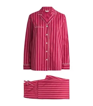 Derek Rose Cotton Stripe Pyjama Set - Pink