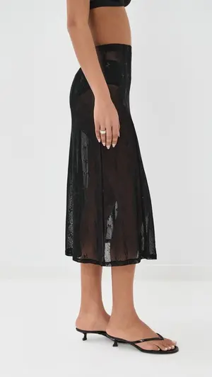 LE BOP Floral Lace Skirt - Black Bow