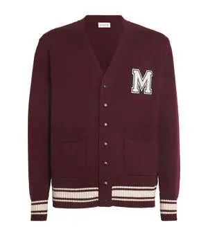 Moncler Virgin Wool Monogram Cardigan - Burgundy
