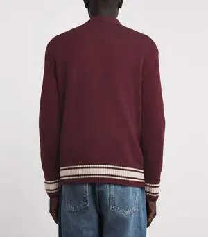 Moncler Virgin Wool Monogram Cardigan - Burgundy