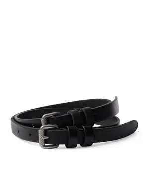 Prada Leather Double-buckle Belt - Black