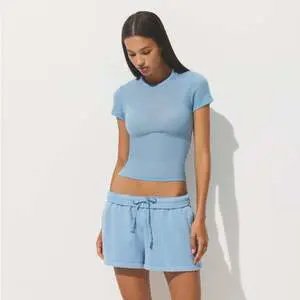 SKIMS Sheer Rib T-shirt - Blue Bell