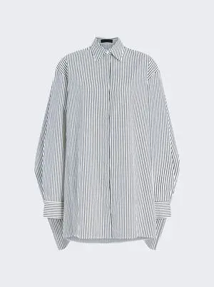 Proenza Schouler Isla Striped Cotton Silk Poplin Shirt Dress - Blue